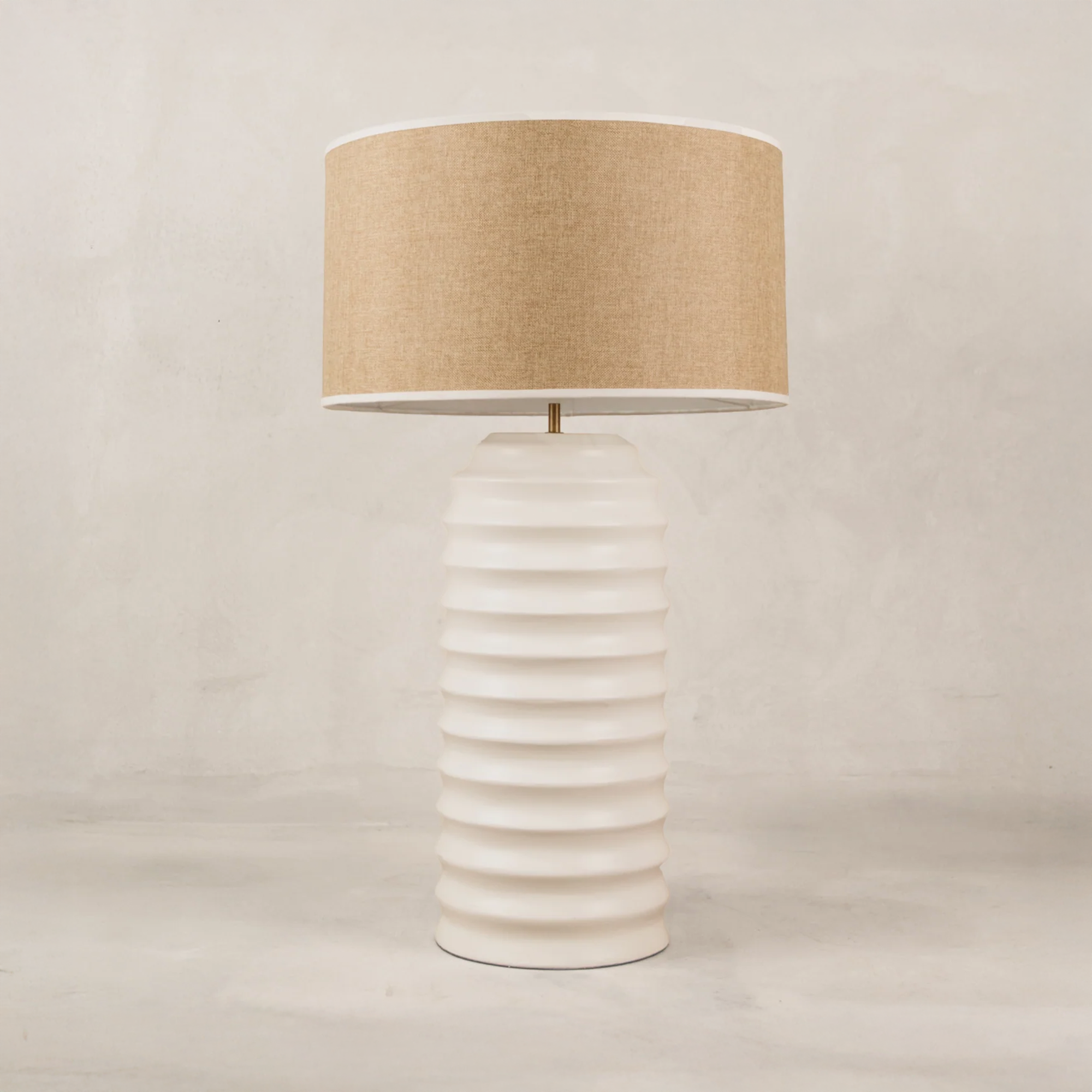 Ndebele Table Lamp with Linen Shade – White – Noha