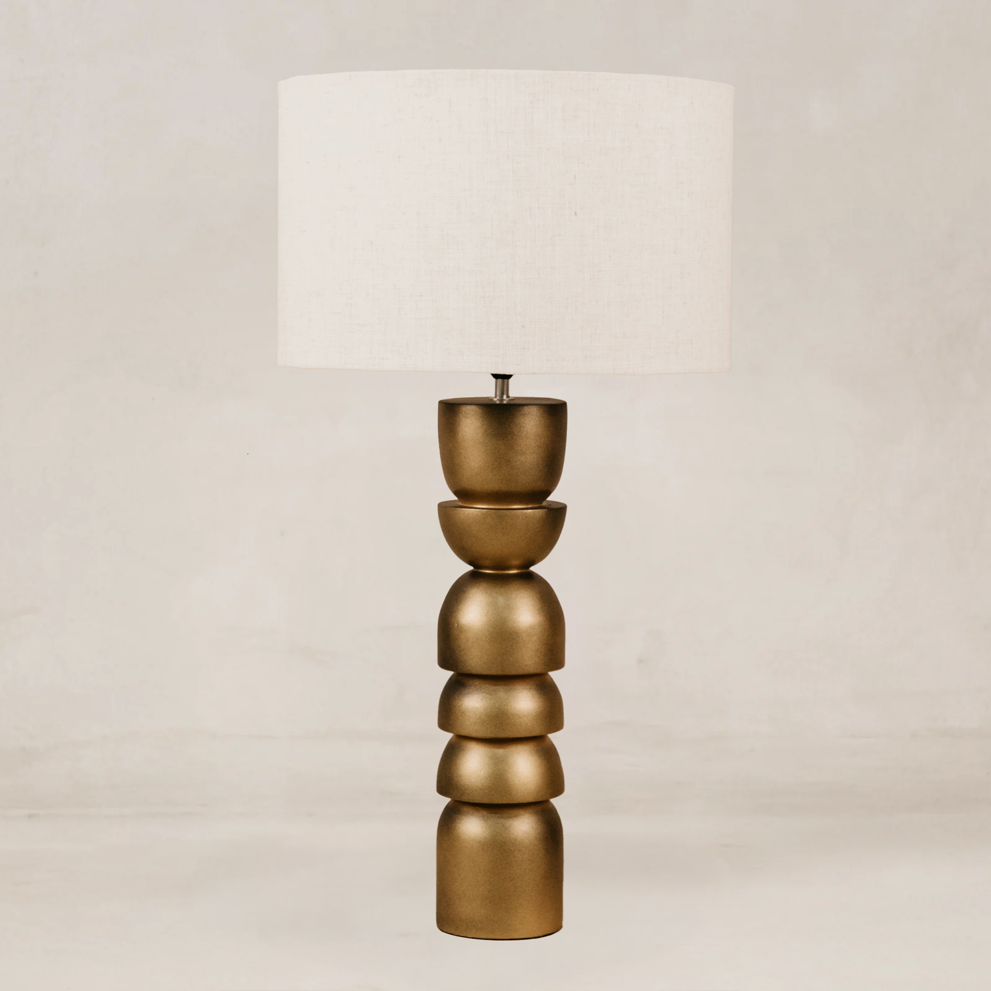 Totem Table Lamp with Linen Shade – Gold – Noha