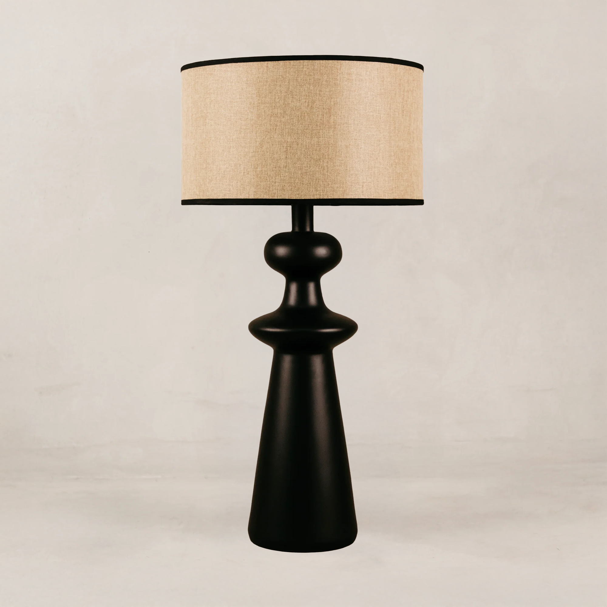 Leonardo Table Lamp Linen Shade – Black – Noha